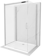 Mexen Omega-3S sprchový kout 3-stěnný, posuvný 120x80 cm, transparentní, chrom + vanička Flat - 825-120-080-01-00-3s-4010