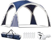 Outsunny Zahradní Altán 3,5 x 3,5m s Háčkovými Dveřmi, Ochrana proti Dešti s Pevnými Ocelovými Sloupy, Zahradní Gazebo s UV Ochrannou, Slunečník na Ke