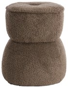 Hnědý taburet z textilie bouclé Leyla – Light &amp; Living