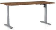 Výškově nastavitelný stůl OfficeTech A, 160 x 80 cm, šedá podnož, dub silverjack