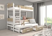 ADRK Furniture Patrová třílůžková postel s matracemi QUEEN 200x90 CH-QUE-W_S-M-200