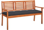 3místná zahradní lavice s poduškou 150 cm masivní eukalyptus 3061011