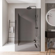 Sprchová zástěna Walk-In EX102 - 10mm šedé sklo - Nano ochrana - 2 stěny - profil černý mat - různé šířky