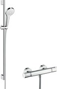 Hansgrohe Croma Select S, sprchová sada Vario s termostatem Ecostat Comfort a sprchovou tyčí 90 cm, bílá/chromová, HAN-27014400