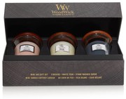 Dárková sada: Floral set 3x malá vonná svíčka s dřeveným knotem WoodWick 3x 85 g