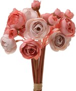 Dekorace umělá květina s růžovými květy Ranunculus - Ø 10*27 cm