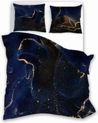Saténové povlečení 220x200 Nobile 015 tmavě modrá zlatá mramorová Faro