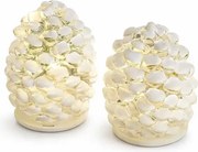 LED skleněná dekorace, šišky, sada 2 kusy, zasněžené