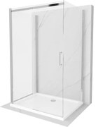 Mexen Omega-3S sprchový kout 3stěnný, posuvný 110x80 cm, transparentní, chrom + vanička Flat - 825-110-080-01-00-3s-4010