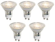 Sada 5 stmívatelných čirých LED žárovek GU10 50mm 4,9W 500 lm 2700K