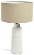 Bílá/béžová keramická stolní lampa s textilním stínidlem (výška 58 cm) Mijal – Kave Home