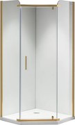 BPS-koupelny Pětiúhelníkový sprchový kout HYD-PK91A 80x80 zlatá/transparent - bez vaničky