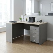 Sestava kancelářského nábytku SimpleOffice 2, 140 cm, levá, šedá / dub světlý