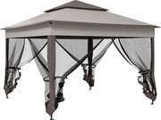 Skládací zahradní altán Outsunny s bočnicemi - snadno přenosný altán se stanem světle šedý 3,25 x 3,25 x 2,7 m | Aosom