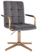 LuxuryForm DESIGN Otočná židle VERONA GOLD VELUR na zlatém kříži - tmavě šedá