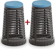 Plastový odpadkový koš na 120 l pytle 1+1 ZDARMA černý, modré víko