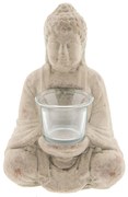 Šedý teracottový svícen budha na čajovou svíčku - 13*11*21 cm