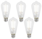 Sada 5 ks Chytré stmívatelné LED žárovky E27 ST64 čiré 7W 806lm 2700-6500K