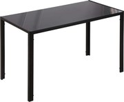 HOMCOM Stůl do jídelny pro 4 osoby, kuchyňský stůl s tvrzeným sklem, černý, 120 x 60 x 75 cm | Aosom