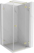 Mexen Lunar T, výklopný sprchový kout pravý 120 x 120 cm, 8mm čiré sklo, zlatý kartáčovaný - 834T-120-120-55-00-P