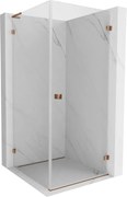 Mexen Lunar-B L výklopný sprchový kout pravý 80 x 80 cm, čiré sklo, růžové zlato, 832L-080-080-60-00-P