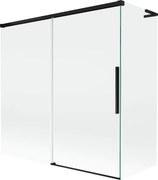 Mexen Rox, L posuvná 2-křídlová vanová zástěna 160 + 70 x 150 cm, 8mm čiré sklo, černý matný profil, 8C9L-160-070-70-00