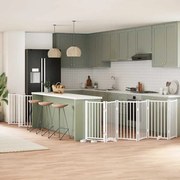 Zábrana pro psy s dvířky skládací 12 panelů bílá 600 cm topol 3155707