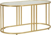 Bílý/ve zlaté barvě konferenční stolek se skleněnou deskou 50x90 cm Antalia – Mauro Ferretti