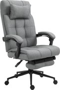 Ergonomická kancelářská židle Vinsetto s funkcí sklonu, opěrkou hlavy, područky a výškově nastavitelným otočným křeslem s podnožkou ve vzhledu lnu, sv