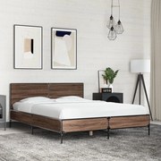 Rám postele hnědý dub 120 x 190 cm kompozitní dřevo a kov 3280026