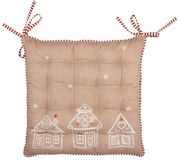 Podsedák s výplní s motivem perníkových domečků Gingerbread Bliss – 40x40x4 cm