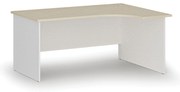 Rohový kancelářský psací stůl PRIMO WHITE, 160x120 cm, pravý, bílá/dub přírodní