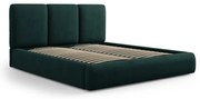Tmavě zelená čalouněná dvoulůžková postel s úložným prostorem s roštem 160x200 cm Brody – Mazzini Beds