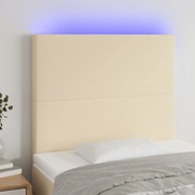 Čelo postele s LED krémové 80x5x118/128 cm textil