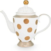 Pip Studio Dot Delight čajová konvice 1,25l, bílo-zlatá (Nádherná čajová konvice v jedinečném designu)