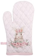 Bavlněná chňapka se vzorem velikonočního zajíčka a květinového věnce Floral Easter Bunny – 18x30 cm
