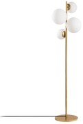 Bílá/v mosazné barvě stojací lampa se skleněným stínidlem (výška 162 cm) Fazli – Opviq lights