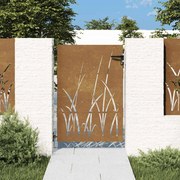 Zahradní branka 85 x 150 cm z cortenové oceli, design s trávou 153223