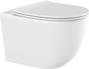 Invena Tinos, závěsná WC mísa Rimless 495x365x360 mm + SLIM toaletní sedátko s pomalým zavíráním, bílá lesklá, INV-CE-91-001-W