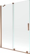 Mexen Velar, 2-křídlová posuvná vanová zástěna 130 x 150 cm, 8mm čiré sklo, růžové zlato, 896-130-000-01-60