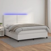 Box spring postel s matrací a LED bílá 180x200 cm umělá kůže