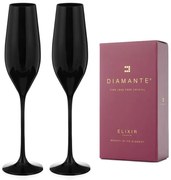 Diamante sklenice na šampaňské Ghost Black 210 ml 2KS