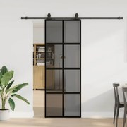 Posuvné dveře se sadou kování černé 76x205 cm Tvrzené sklo