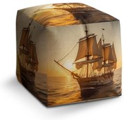 Sablio Taburet Cube Plachetnice na klidném moři 2 - 40x40x40 cm
