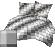 KARO Ložní prádlo 160x200 kostka kostkovaná geometrická šedá grafitová 3D-1112A