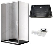 BPS-koupelny Obdélníkový sprchový kout HYD-OK103B 110x80 chrom/transparent + vanička HYD-OSV-SXL03D černá