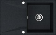 Sink Quality Obsidian, kuchyňský granitový dřez 790x500x210 mm + chromový sifon, černá skvrnitá-Brocade, SKQ-OBS.B.1KDO.X