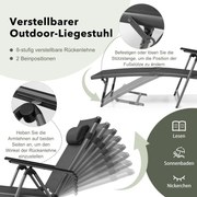Costway Patio lehátko venkovní patio židle skládací lehátko s 8 nastavitelnými