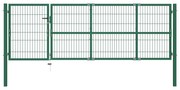 Zahradní plotová branka se sloupky 350 x 100 cm ocelově zelená 142569