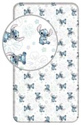 Jerry Fabrics Bavlněné prostěradlo s gumou 90x200 Lilo I Stitch Ohana bílé modré pro děti JF24